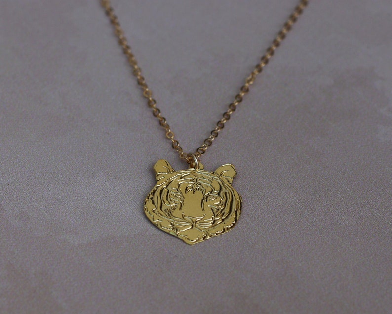 Gold Tiger Necklace, Tiger Pendant, Tiger Head Necklace, Tiger Jewelry ...
