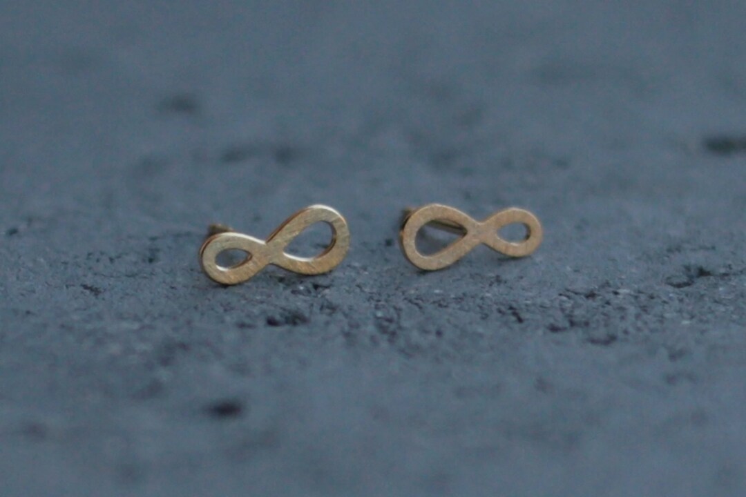 Gold Infinity Earrings, Small Infinity Studs, Tiny Earrings, Small ...