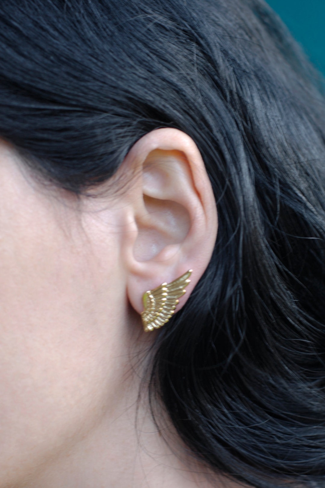 Gold Wing Earrings, Gold Feather Earrings, Wing Studs, Feather Studs ...