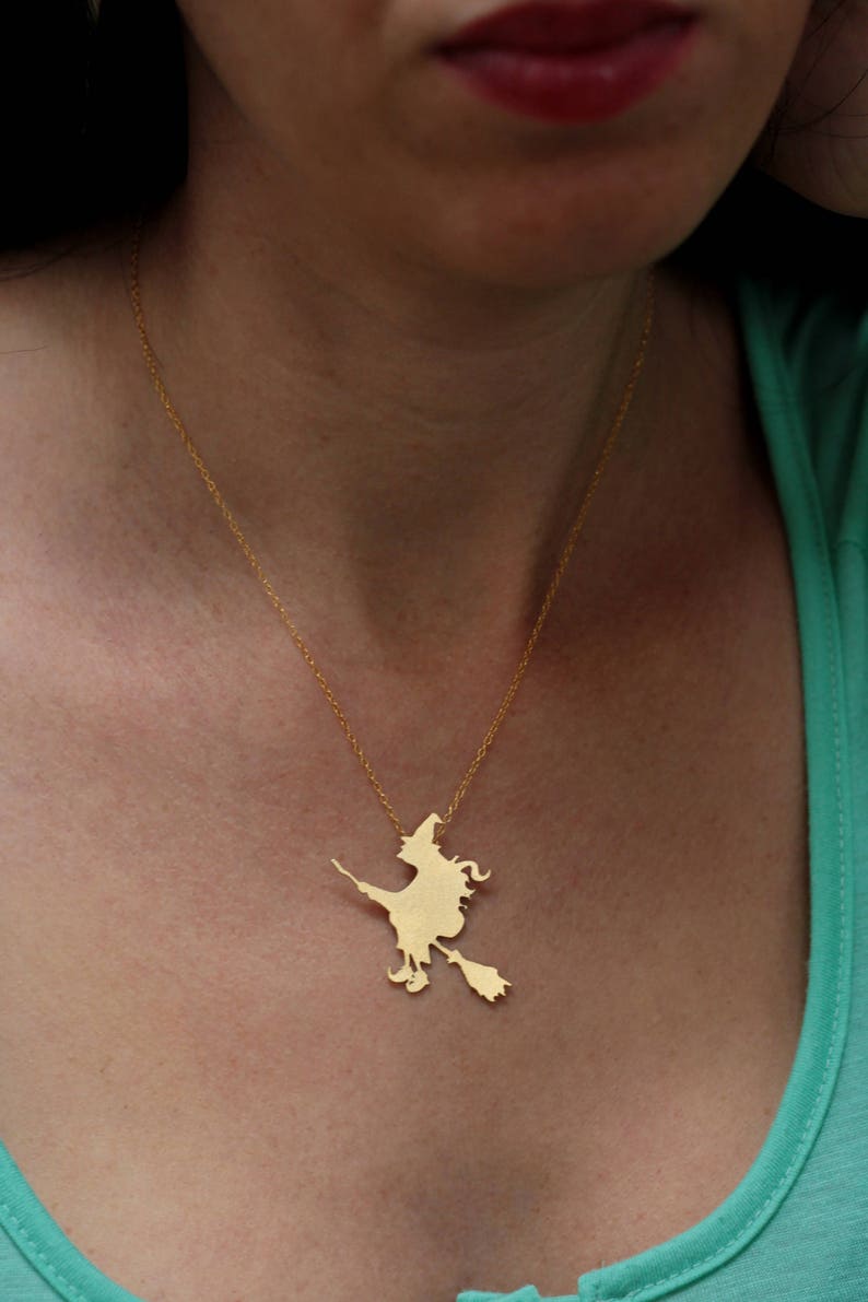 Gold Witch Charm Necklace Witch Pendant Halloween Jewelry - Etsy