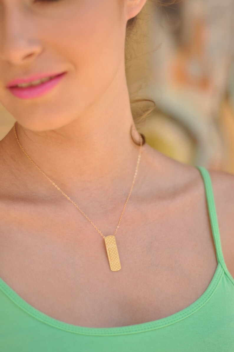 Gold Bandage Necklace, Doctor Gift, First Aid, Plaster Charm, Bandage ...