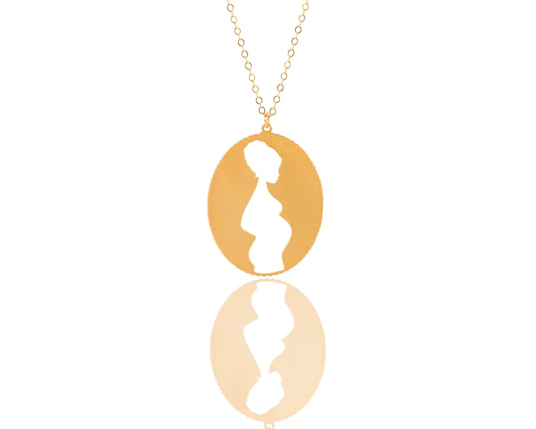 Pregnant Woman Necklace, Woman Silhouette Charm, Expecting Mother Gift ...