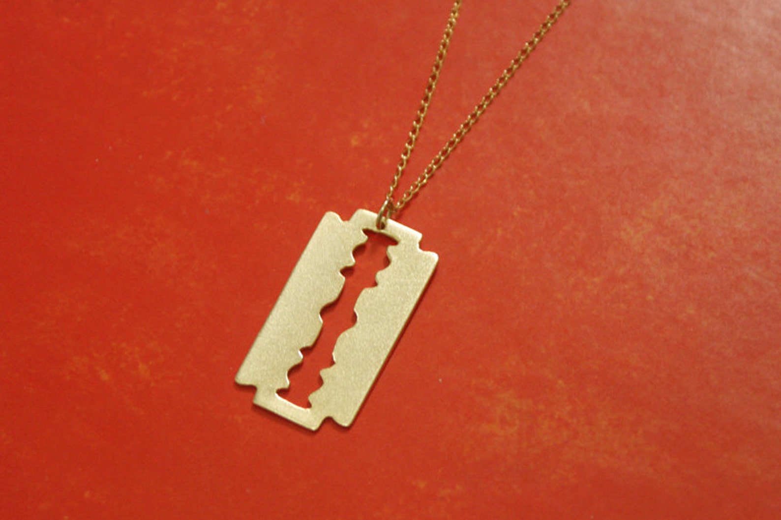 Gold Razor Blade Necklace Razor Blade Charm Gothic Jewelry | Etsy