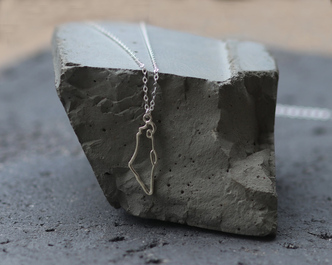 Israel Outline Map Necklace, Sterling Silver Israel Map Charm, Small ...