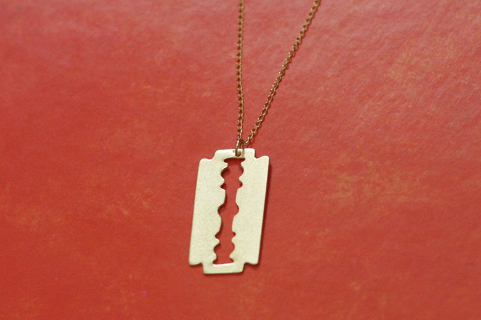 Gold Razor Blade Necklace Razor Blade Charm Gothic Jewelry | Etsy