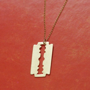 Gold Razor Blade Necklace Razor Blade Charm Gothic Jewelry - Etsy