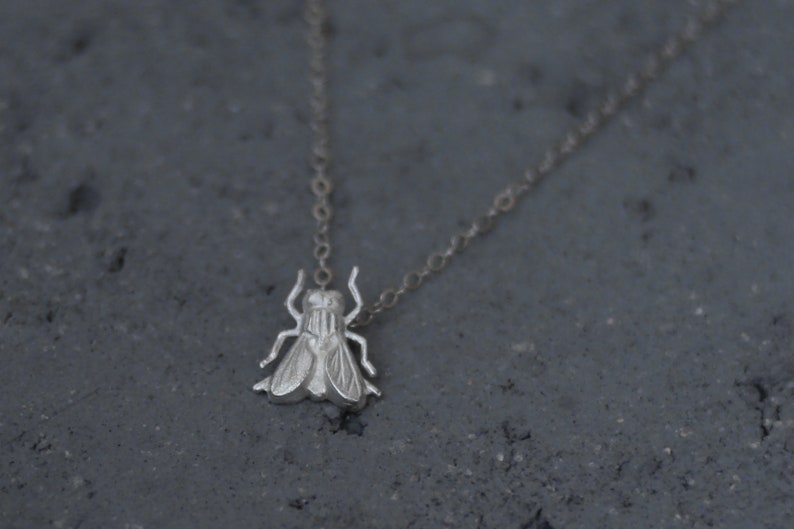 Silver Fly Necklace Tiny Fly Charm Insect Jewelry Insect - Etsy