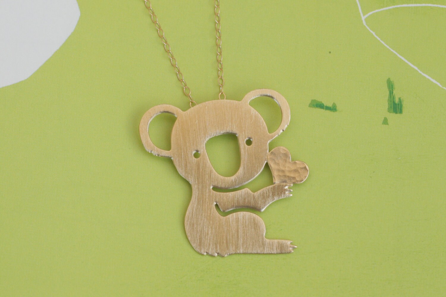 Koala Necklace With a Heart of Gold Koala Jewelry Koala | Etsy