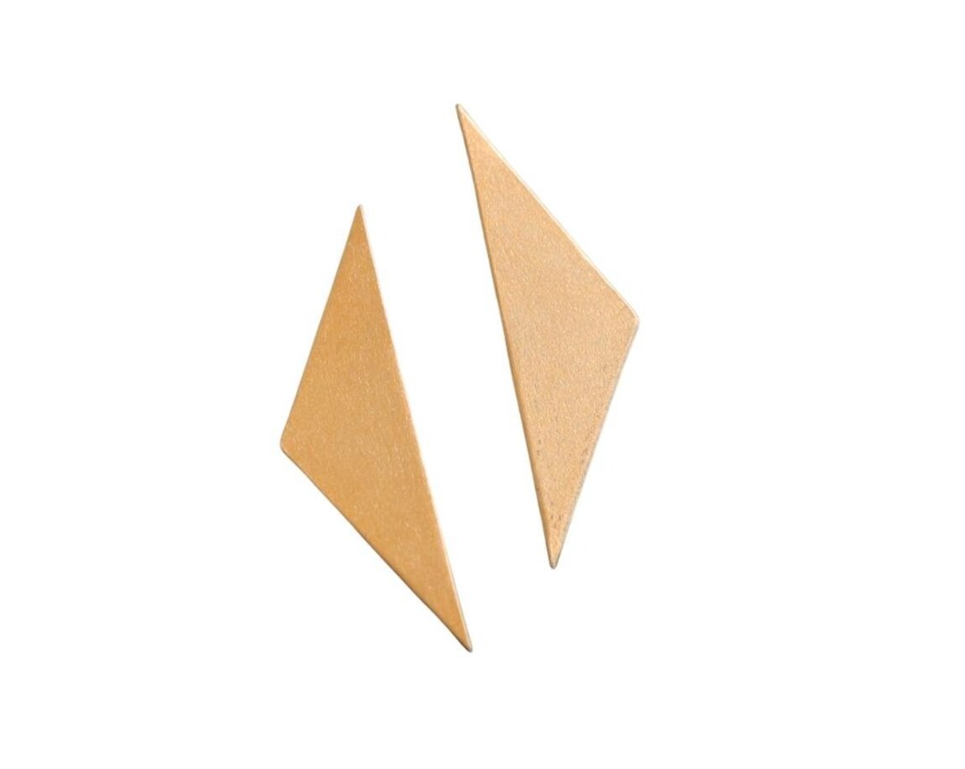 Triangle Stud Earrings, Gold Triangular Earrings, Gold Plated Geometric ...