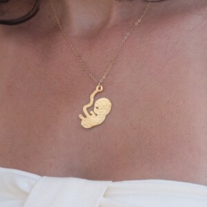 Gold Fetus Necklace, Pregnancy Announcement Jewelry, Mom to Be Gift ...