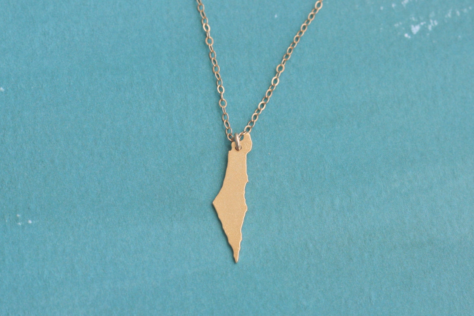 Gold Israel Map Necklace, Small Israel Charm, I Love Israel Necklace ...