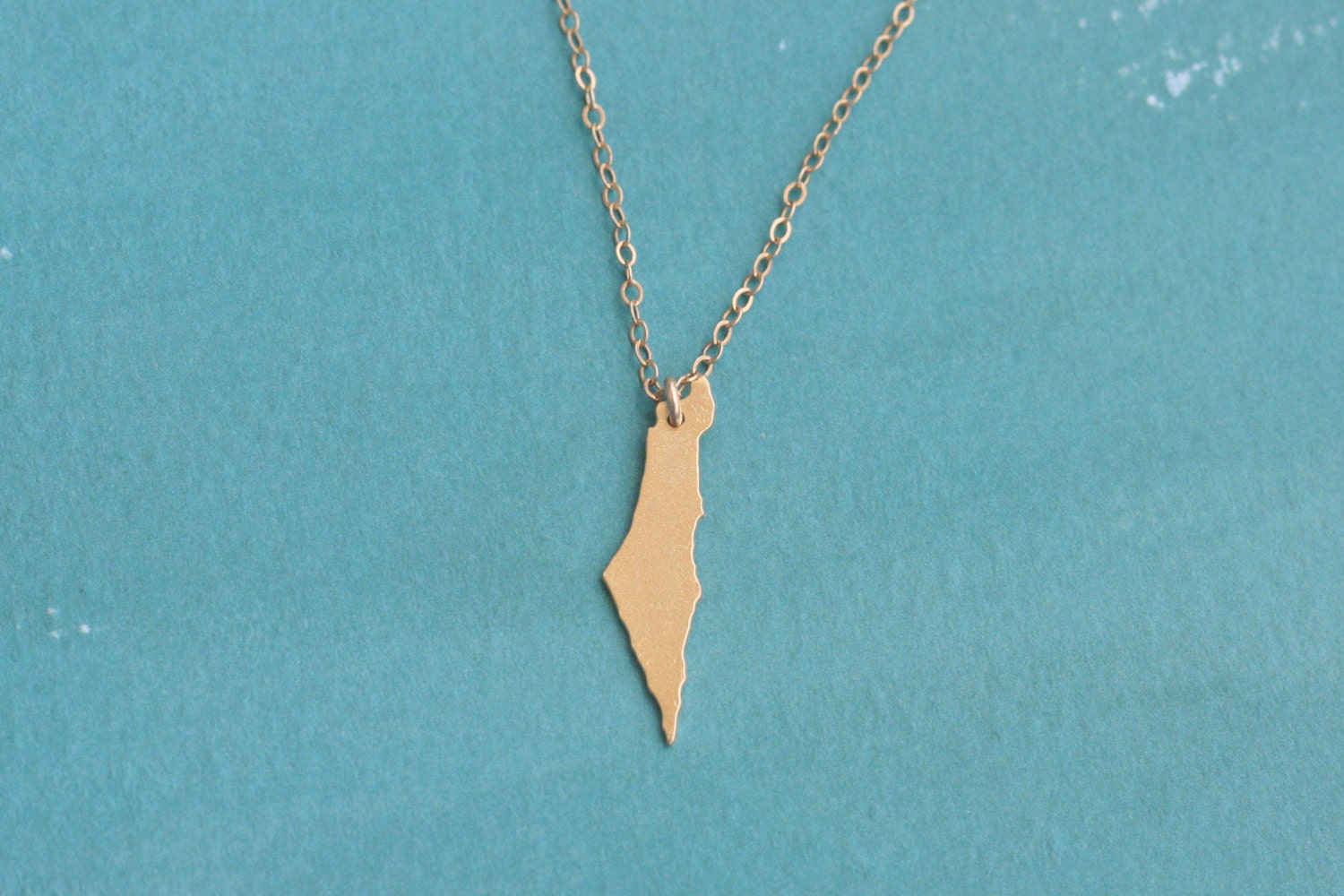 Gold Israel Map Necklace, Small Israel Charm, I Love Israel Necklace ...