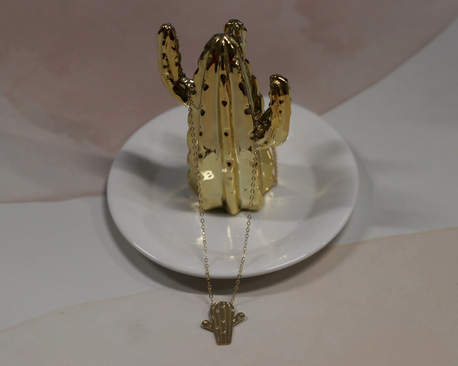 Gold Cactus Necklace Succulent Necklace Prickly Pear Cactus | Etsy