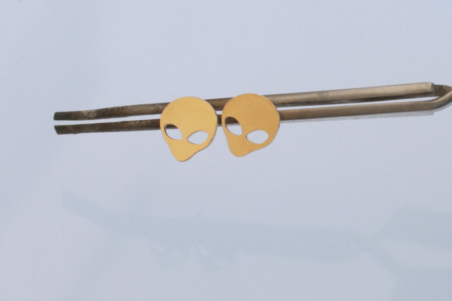 Gold Alien Earrings Alien Studs Alien Jewelry Outerspace | Etsy