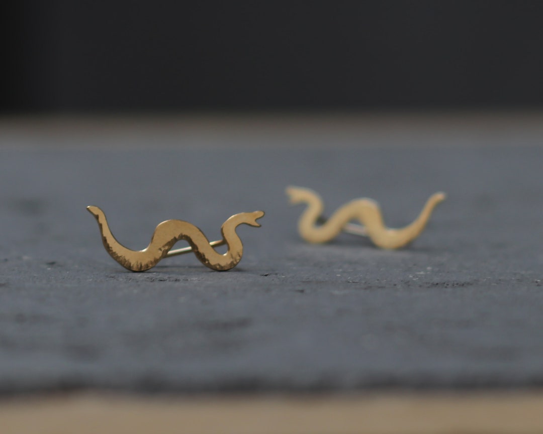 Snake Ear Climber, Snake Ear Crawler, Gold Ear Climber, Snake Earrings ...