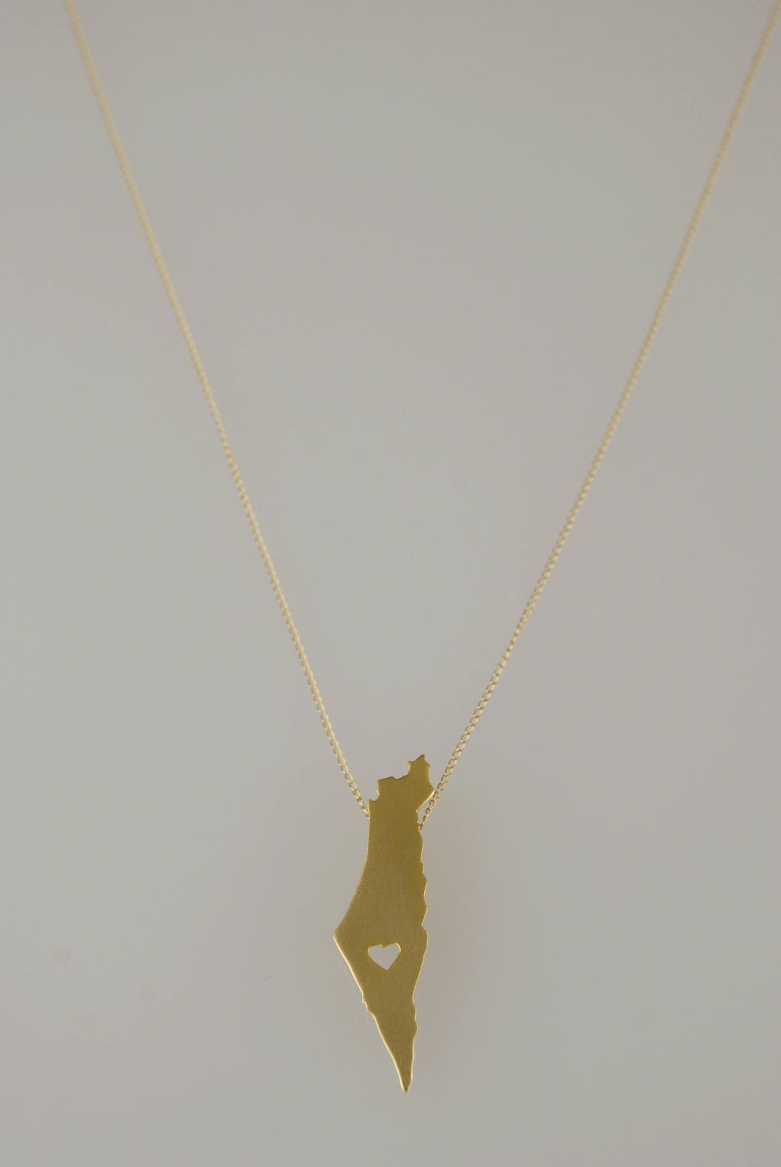Gold Israel Map Necklace I Heart Israel Charm I Love Israel | Etsy