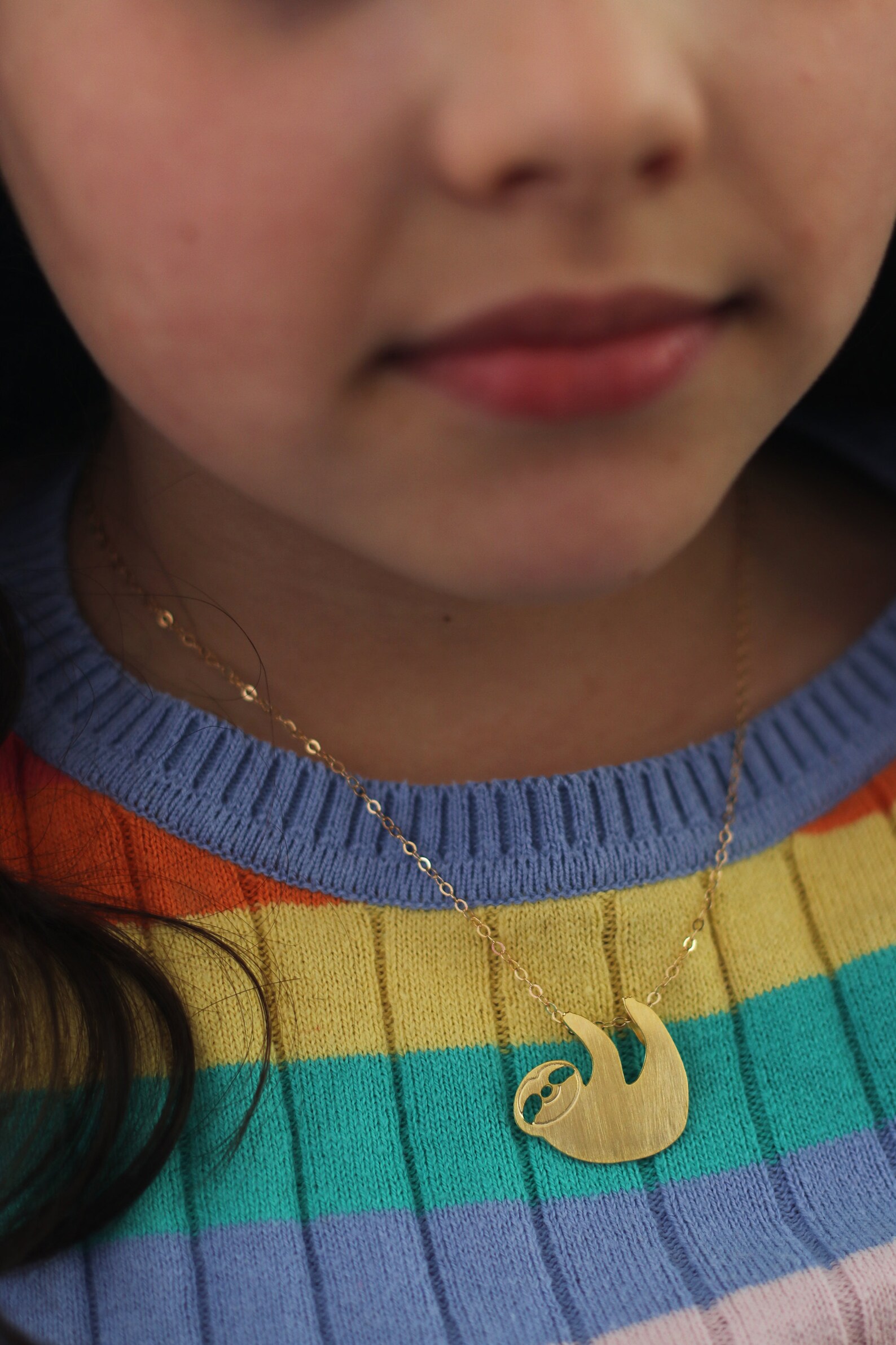 Gold Sloth Necklace Hanging Sloth Pendant on Goldfilled - Etsy