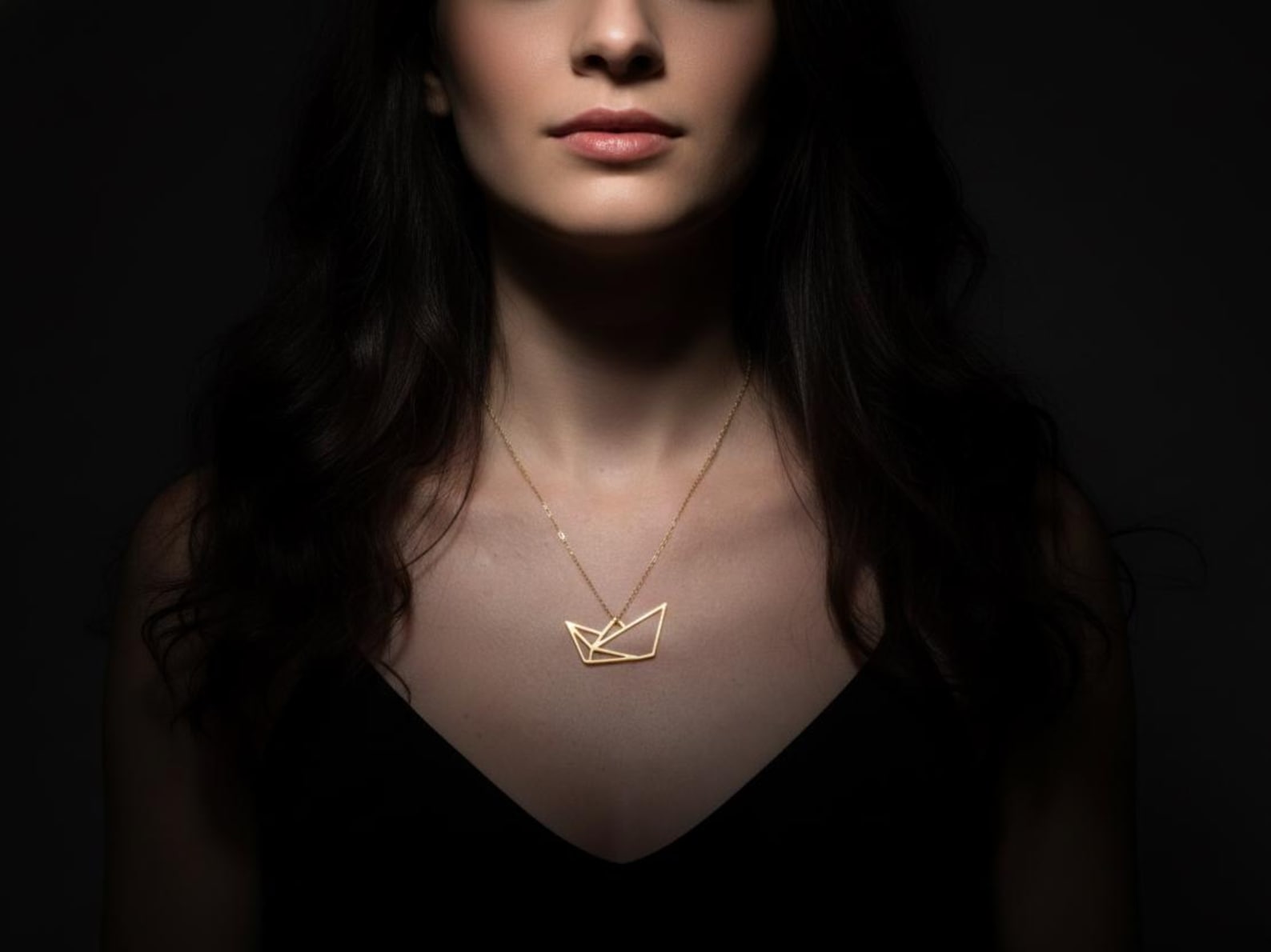 Gold Paper Boat Necklace, Origami Boat Jewelry, Minimal Unique Necklace ...