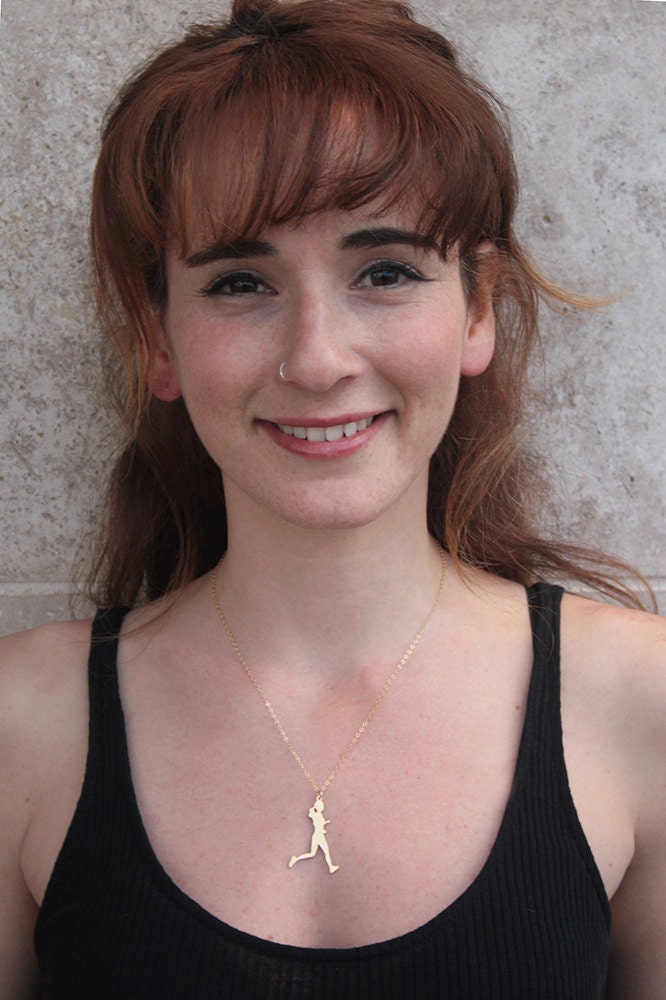 Runner Necklace Gold Running Woman Pendant Gift for Runner - Etsy