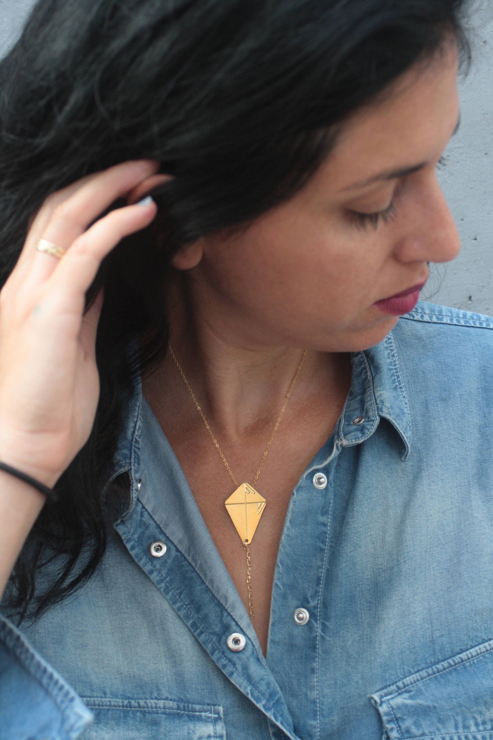 Kite Necklace Long Flying Kite Gold Kite Pendant Kite | Etsy