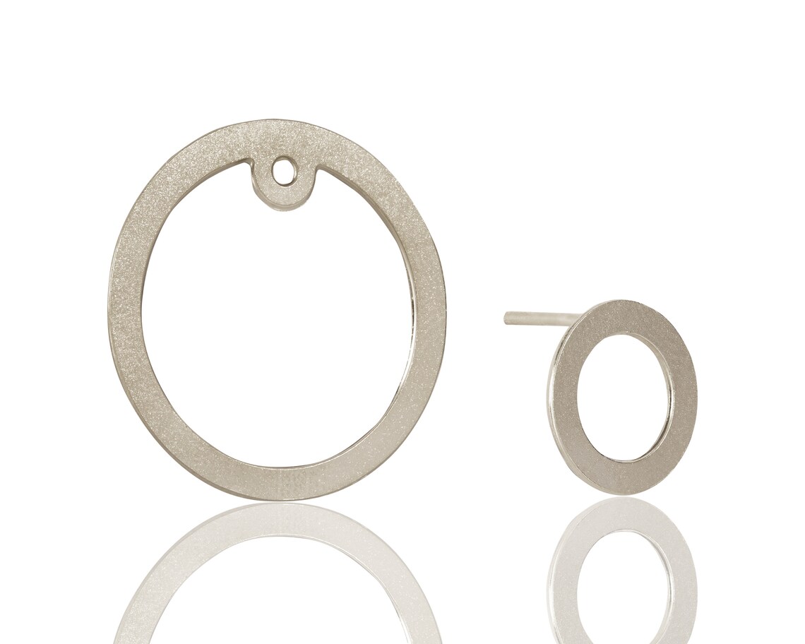 Silver Circle Ear Jacket, Double Sided Earrings, Round Ear Jacket ...