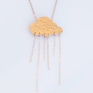 Gold Rain Cloud Necklace, Rain Drops Necklace, Wintry Jewelry, Rain ...
