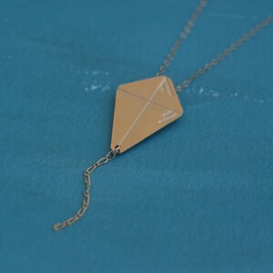 Kite Necklace, Long Flying Kite, Gold Kite Pendant, Kite Charm, Kite ...