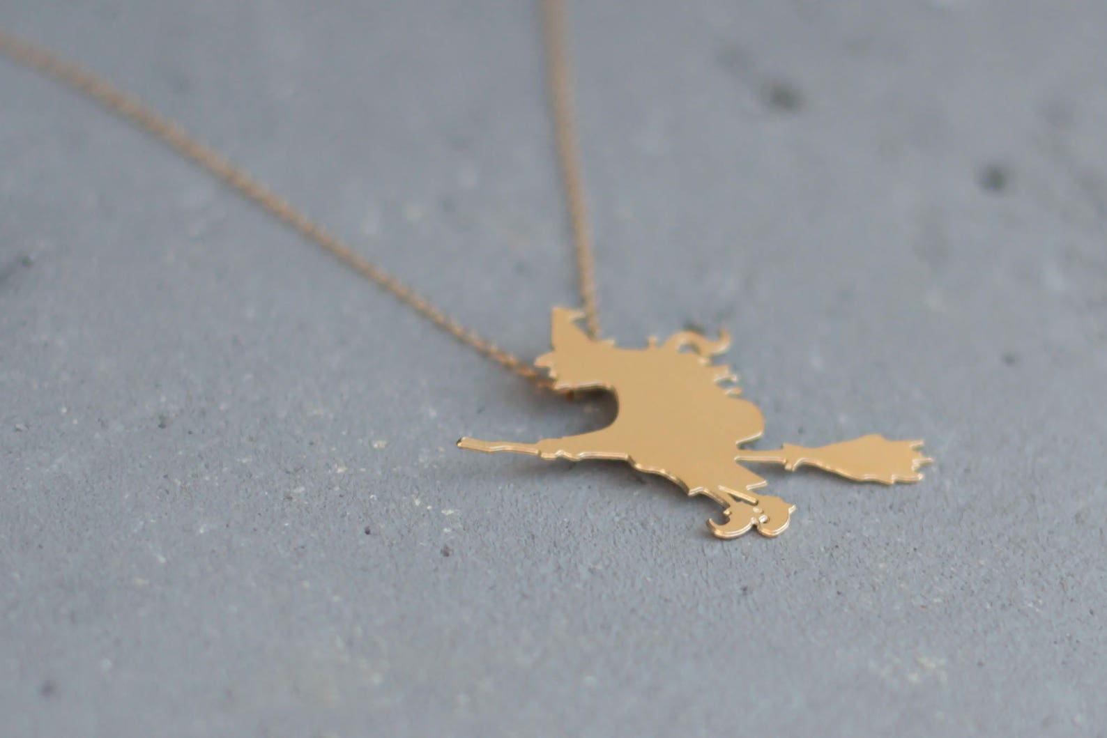 Gold Witch Charm Necklace Witch Pendant Halloween Jewelry - Etsy