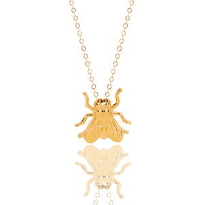 Gold Fly Necklace, Tiny Fly Charm, Insect Jewelry, Insect Necklace, Bug ...