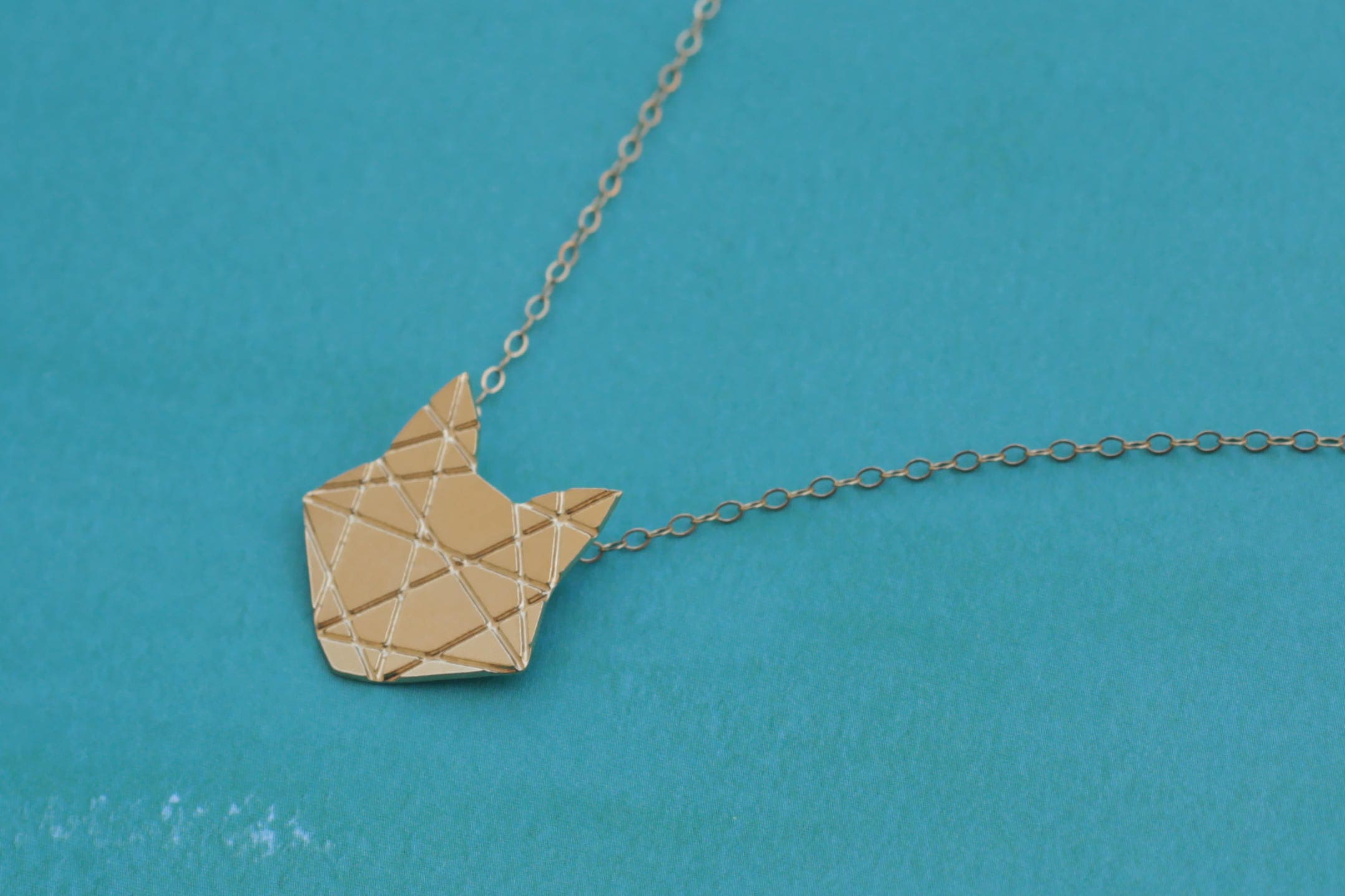 Origami Cat Necklace Gold Geometric Cat Jewelry Cat Lovers | Etsy