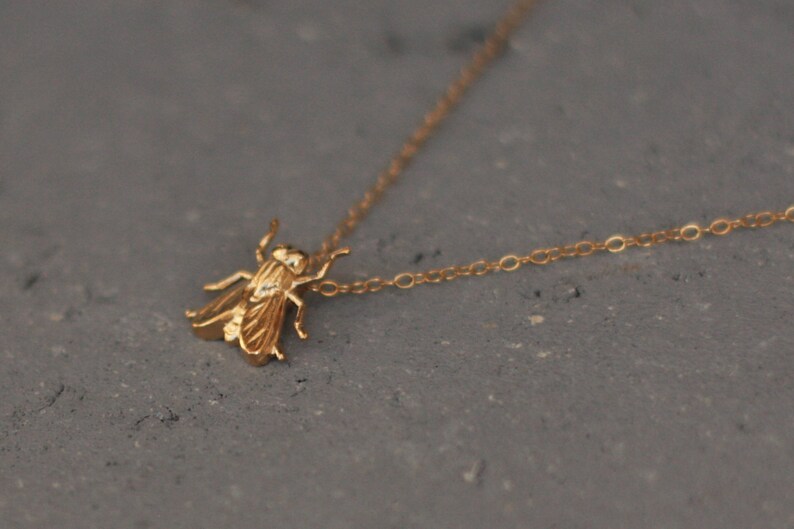 Gold Fly Necklace Tiny Fly charm Insect Jewelry Insect | Etsy
