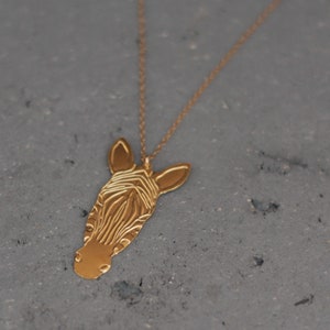 Gold Zebra Head Necklace, Striped Zebra Pendant, Animal Necklace, Zebra ...