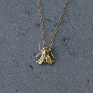Gold Fly Necklace, Tiny Fly Charm, Insect Jewelry, Insect Necklace, Bug ...