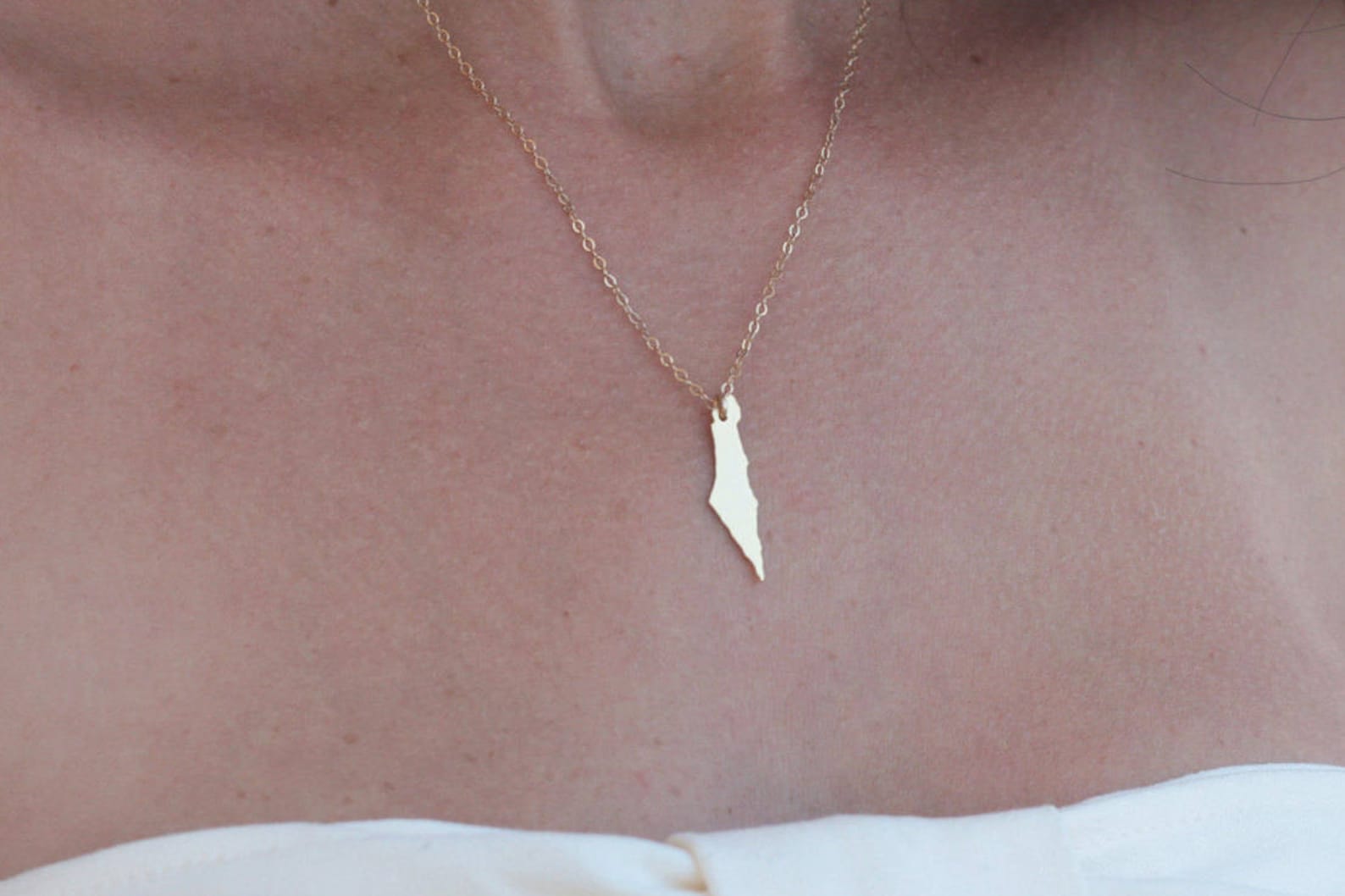 Israel Necklace, Israel Map Charm, Gold Israel Pendant, Jewish Jewelry ...