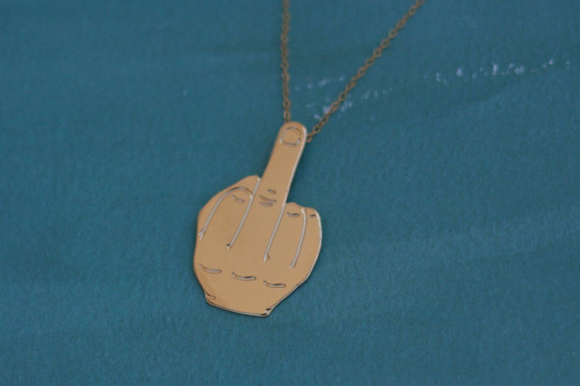 Middle Finger Necklace Middle Finger Jewelry Statement - Etsy