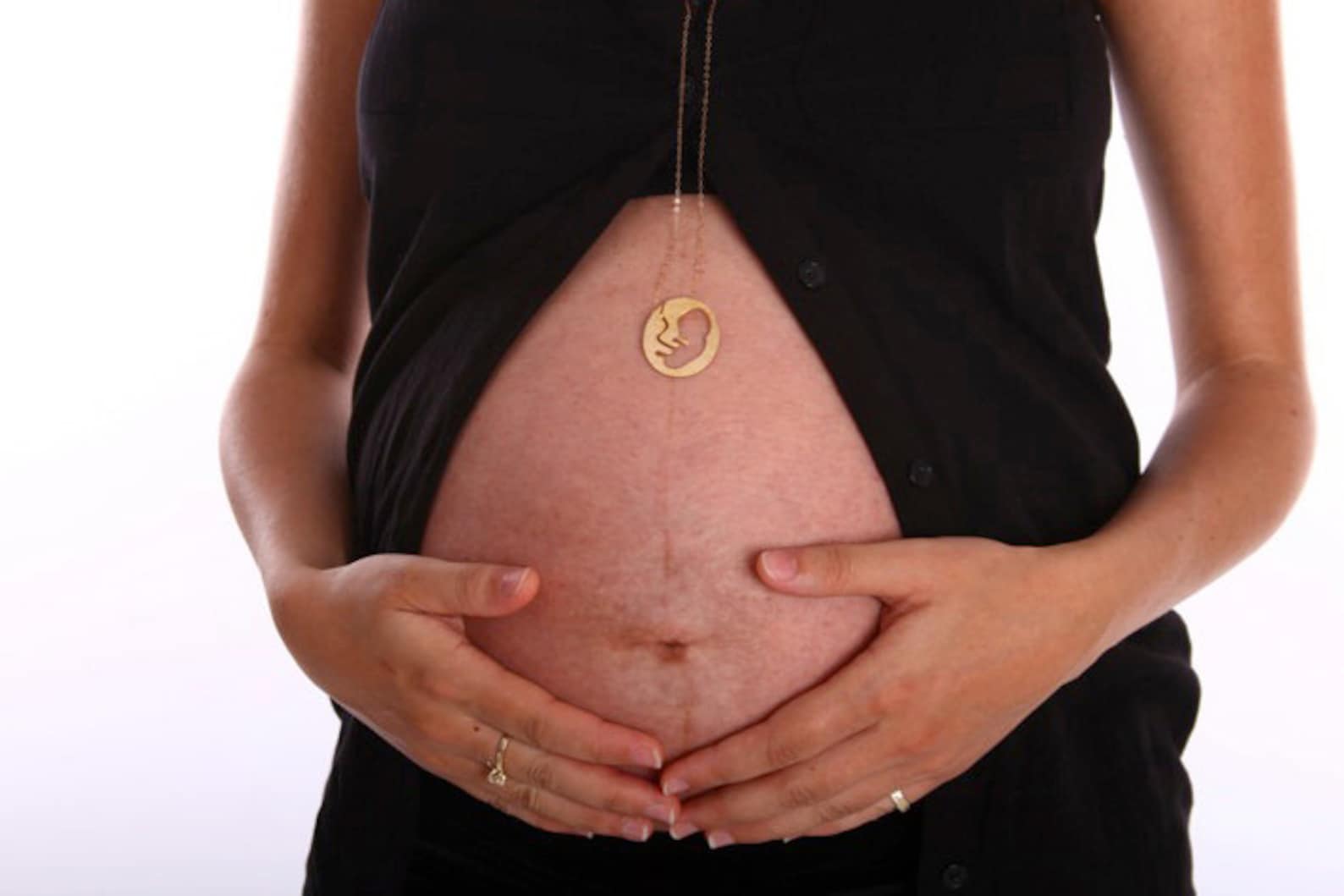 Gold Fetus in a Uterus Necklace, Pregnancy Announcement, Gift for Mom ...
