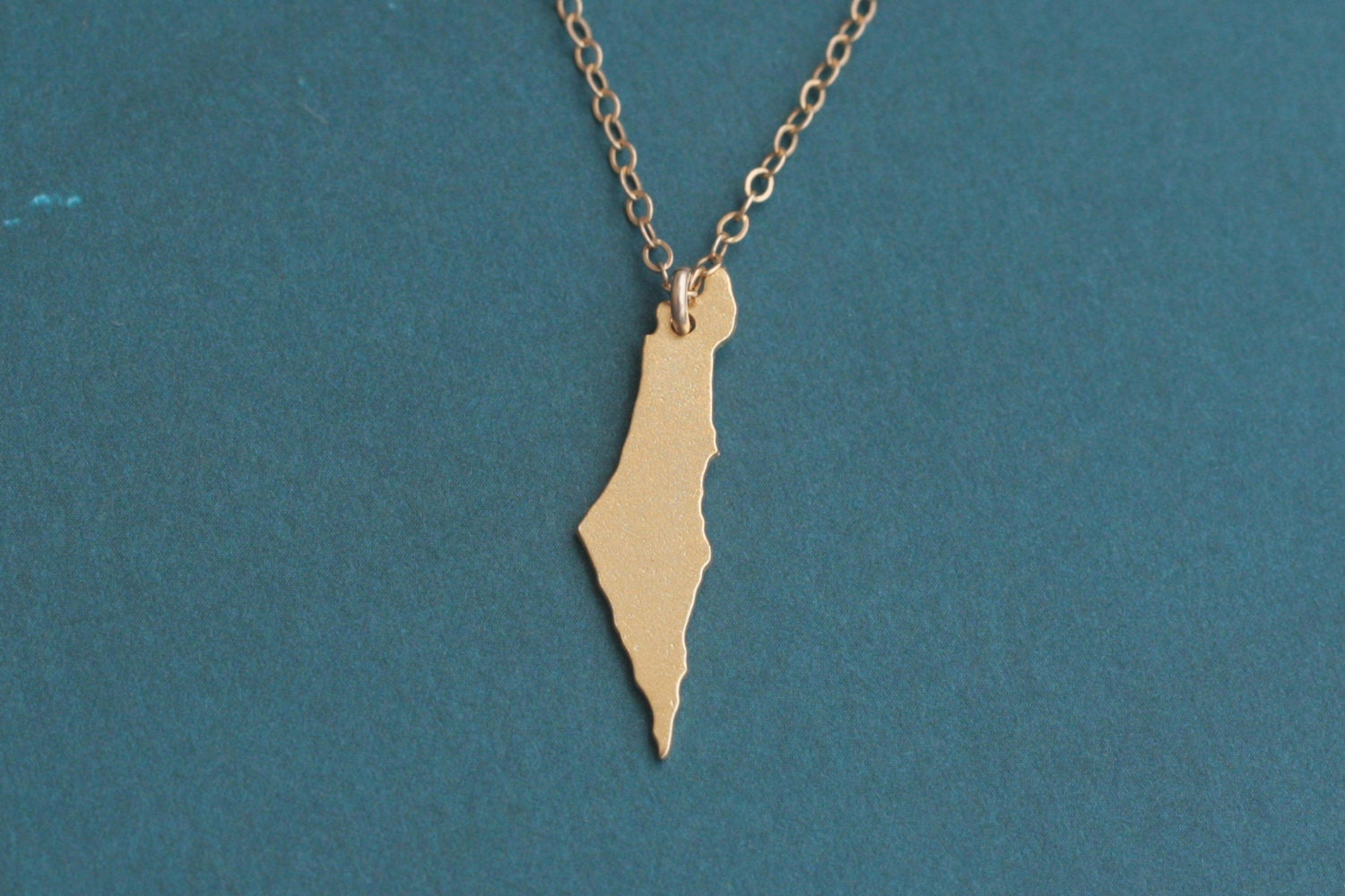Gold Israel Map Necklace, Small Israel Charm, I Love Israel Necklace ...