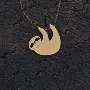 Gold Sloth Necklace, Hanging Sloth Pendant on Goldfilled Chain, Sloth ...