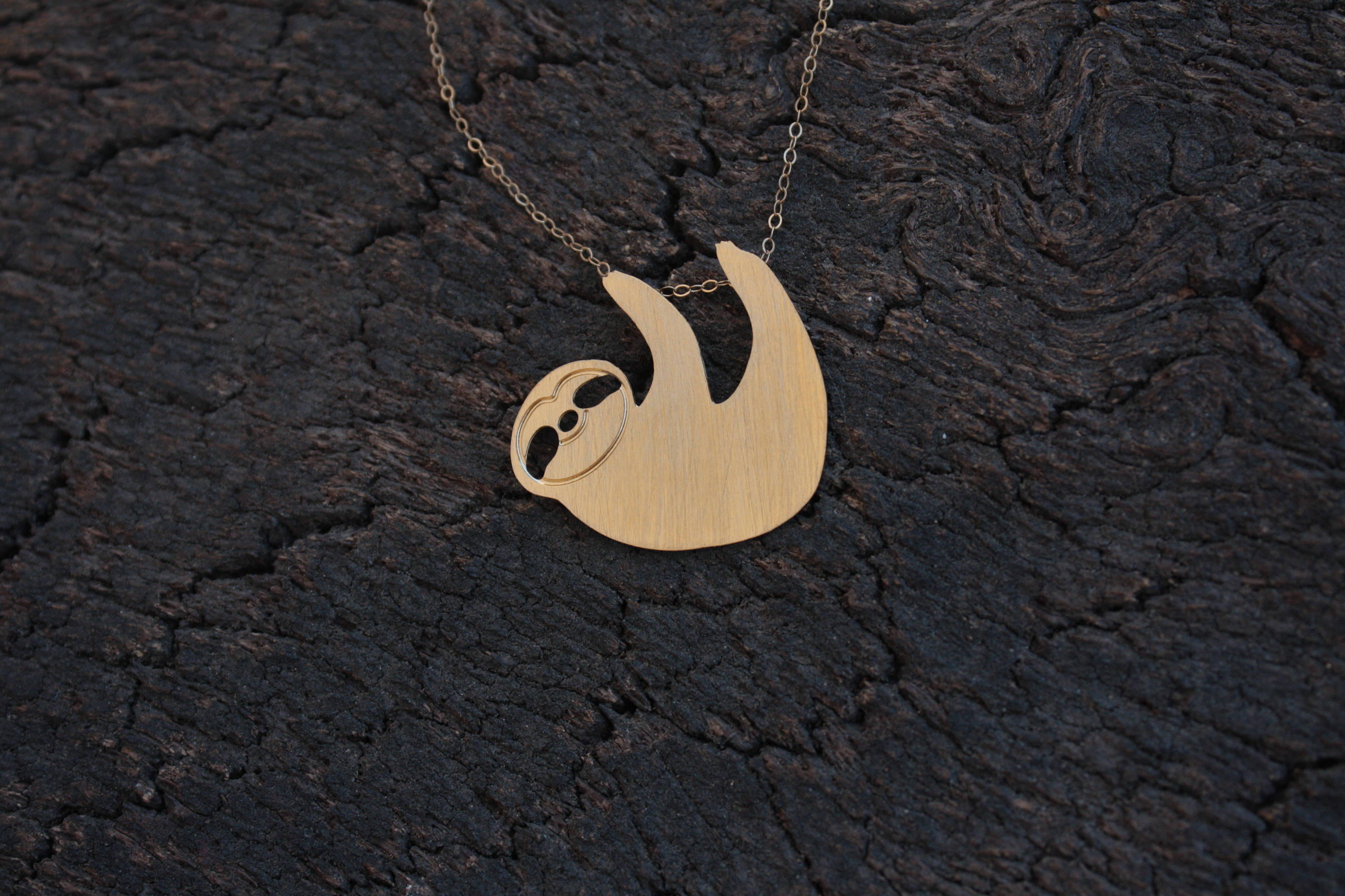 Gold Sloth Necklace Hanging Sloth Pendant on Goldfilled | Etsy