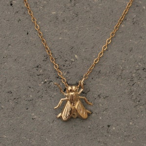 Gold Fly Necklace, Tiny Fly Charm, Insect Jewelry, Insect Necklace, Bug ...