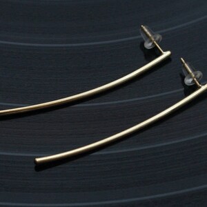 Long Bar Studs, Line Earrings, Thin Earrings, Gold Skinny Bar Earrings ...