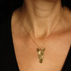 Gold Zebra Head Necklace, Striped Zebra Pendant, Animal Necklace, Zebra ...