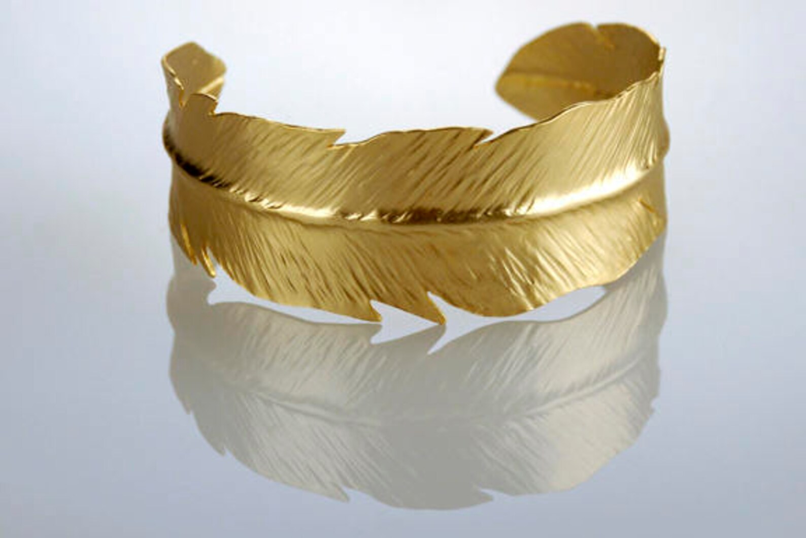 Gold Feather Cuff Bracelet Gold Cuff Feather Jewelry Leaf | Etsy