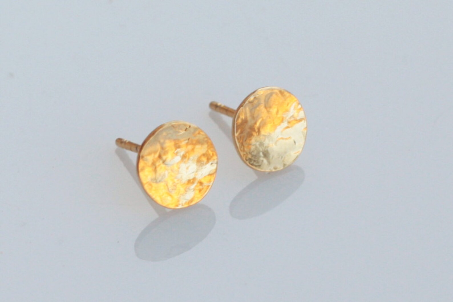 Small Gold Round Post Earrings, Hammered Tiny Circle Studs, Small Round ...