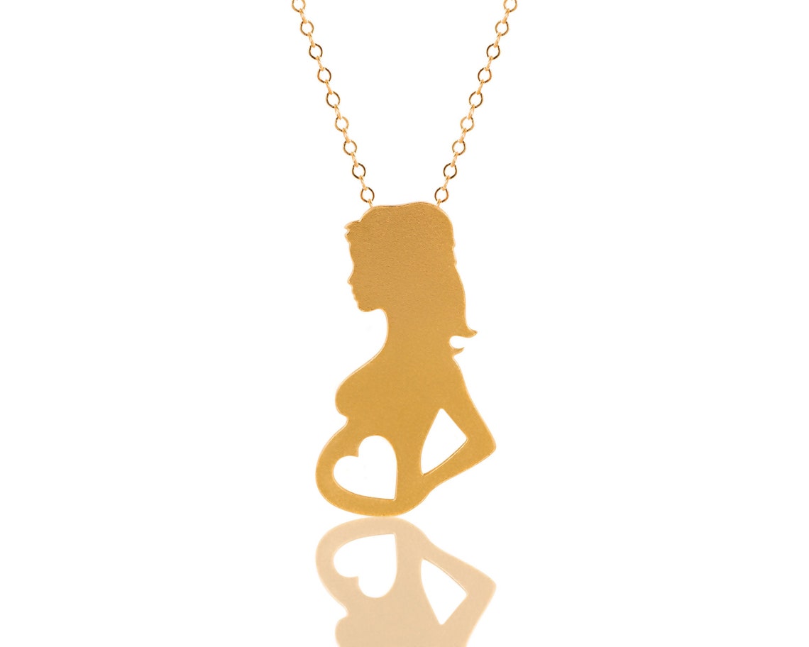 Pregnancy Necklace, Pregnant Woman With a Heart in Her Belly, Gift for ...
