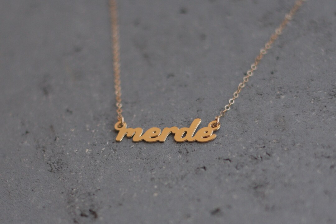 Gold Merde Necklace, Funny Word Jewelry, French Curse, Funny Necklace ...