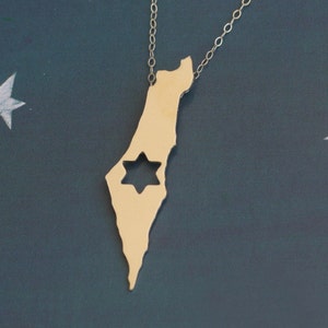 Israel Map Necklace With Star of David, Israel Jewelry, Golden State ...