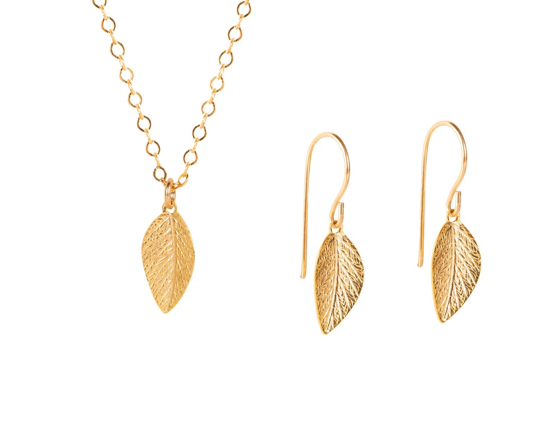 Leaf Jewelry Set, Real Leaf Earrings and Necklace, Bride Jewelry Set ...