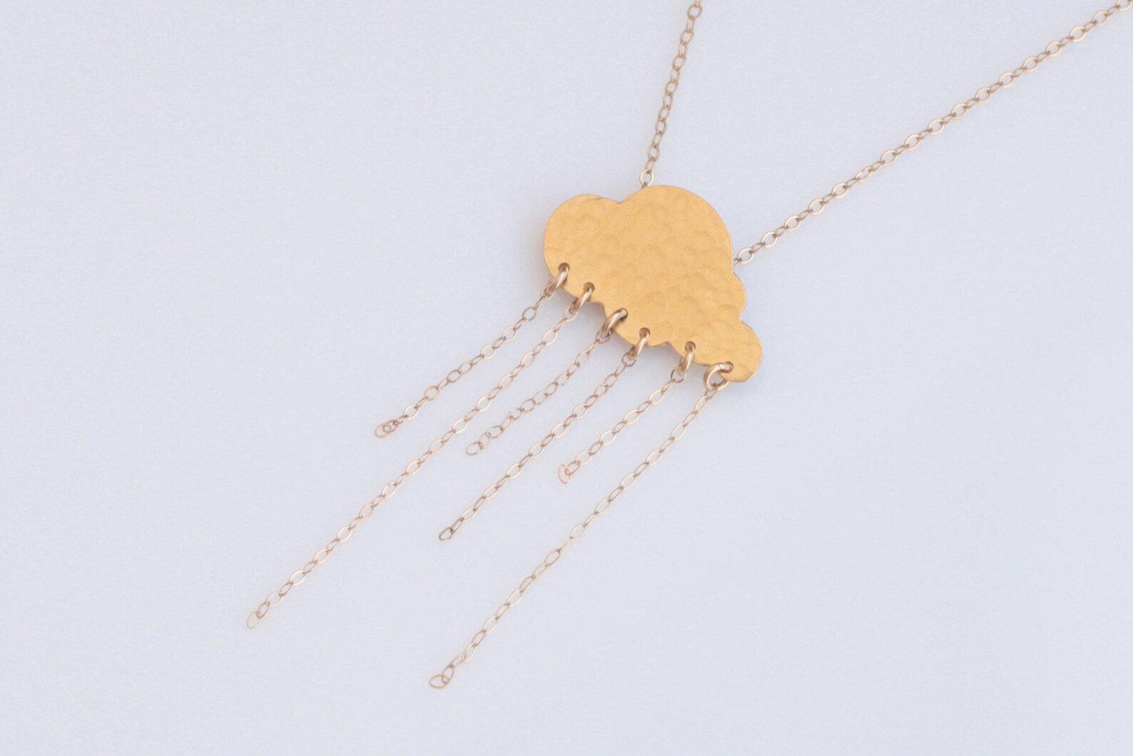 Gold Rain Cloud Necklace, Rain Drops Necklace, Wintry Jewelry, Rain ...