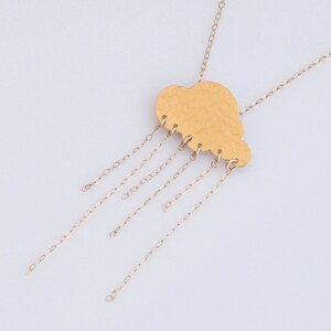 Gold Rain Cloud Necklace, Rain Drops Necklace, Wintry Jewelry, Rain ...